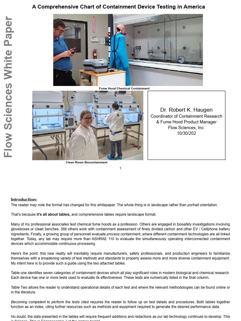 Summary Table of Containment Testing in America | PDF