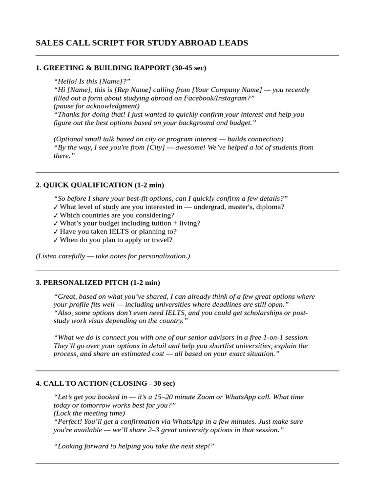 Sales Pitch Script (2) | PDF