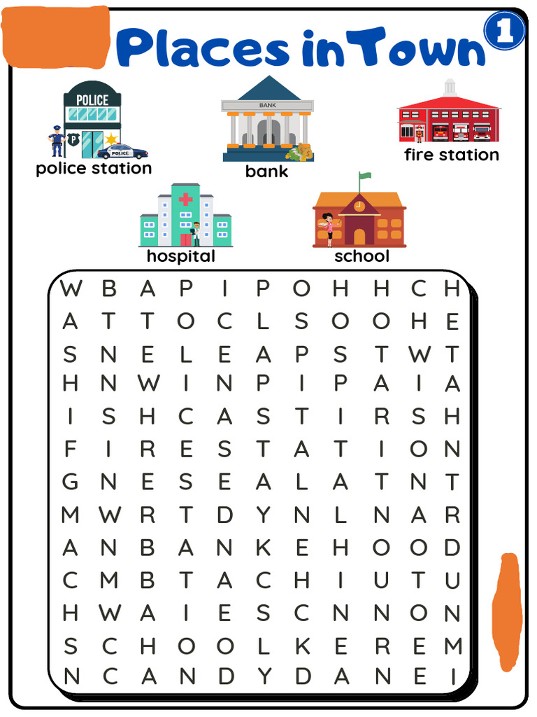1 Places in Town Word Search | PDF
