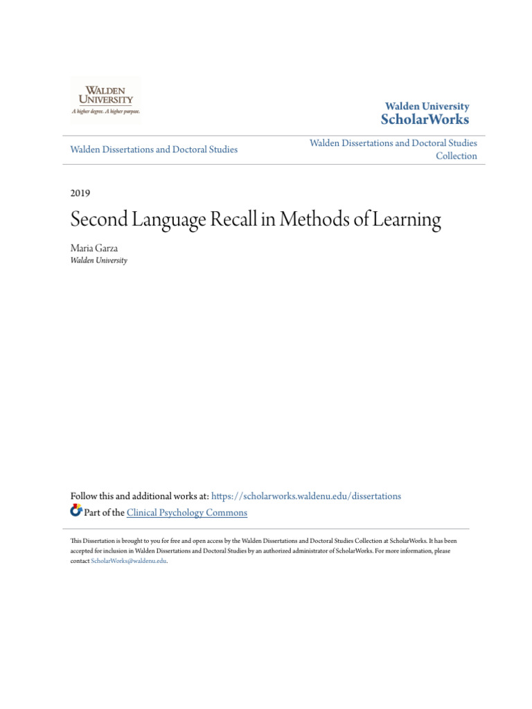 Second Language Recall in Methods of Learning | PDF | Language ...