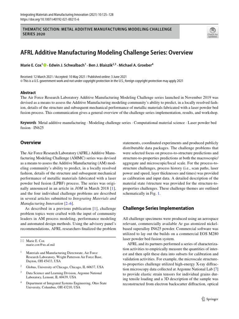 AFRL Additive Manufacturing Challenge Overview | PDF | 3 D Printing ...