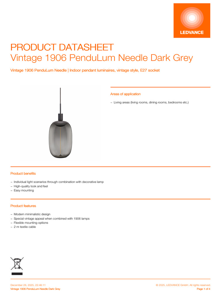 4058075833159 Vintage 1906 PenduLum Needle Dark Grey En | PDF | Mains ...