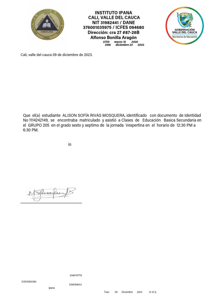 Alison Sofía Rivas Mosquera 2023. | PDF