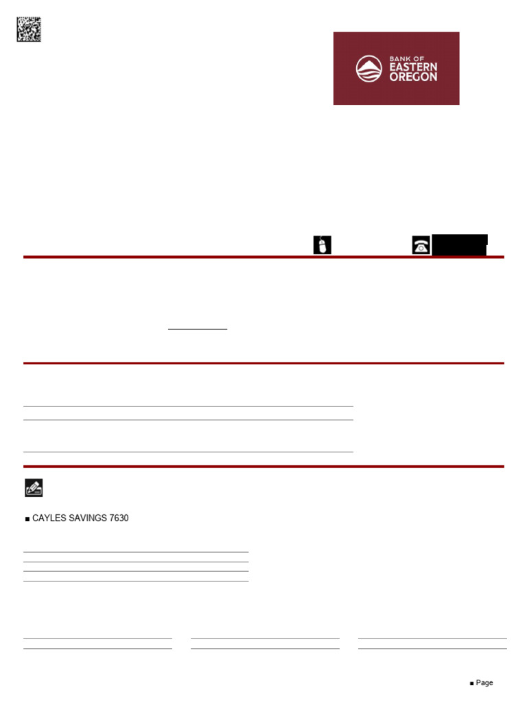 Bank of Eastern Oregon Statement | PDF | Credit Card | Banks