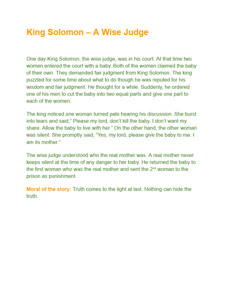 King Solomon – a Wise Judge | PDF