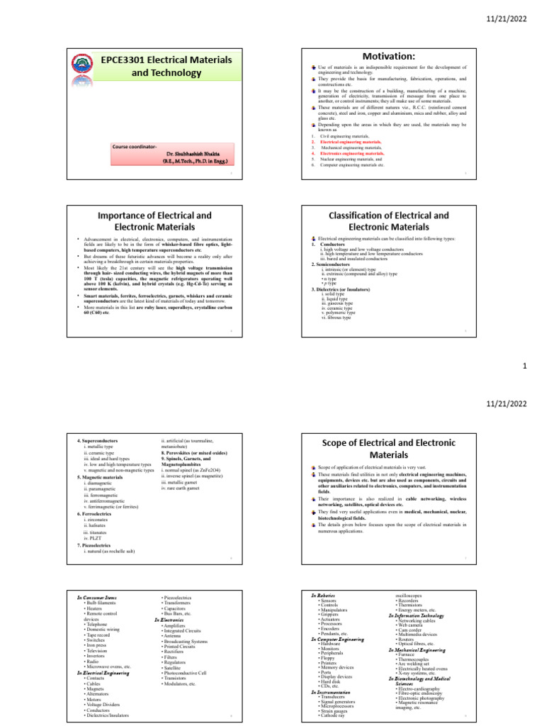 Electrical Materials and Technology Overview | PDF | Atoms | Electron