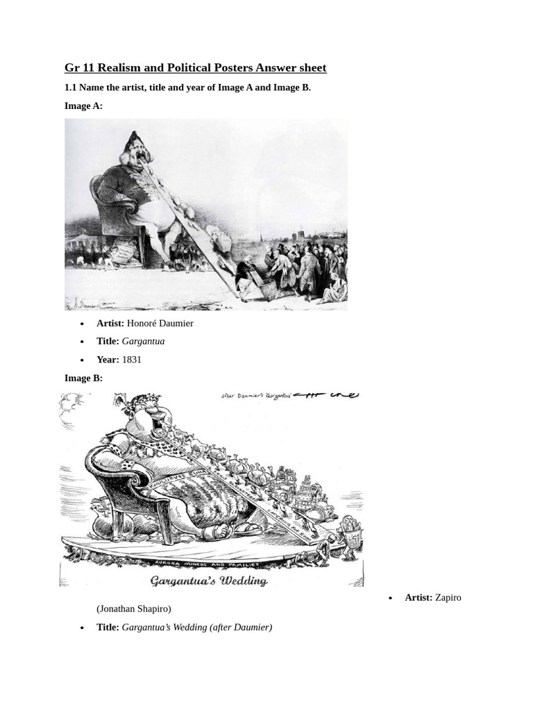 Gr 11 Realism and Political Posters Answersheet 2025 | PDF | The Arts