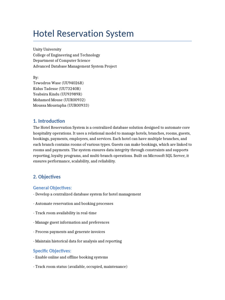 Hotel_Reservation_Full_Report | PDF | Databases | Microsoft Sql Server