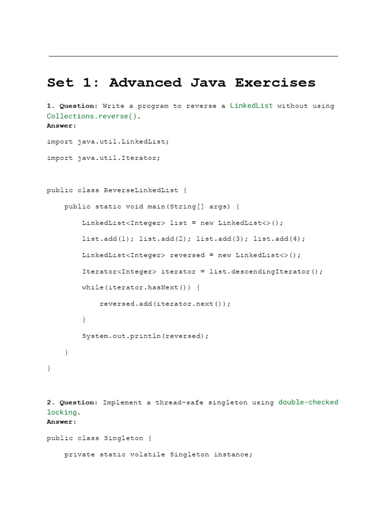 Set 1_ Advanced Java Exercises | PDF | Computing | Software Engineering