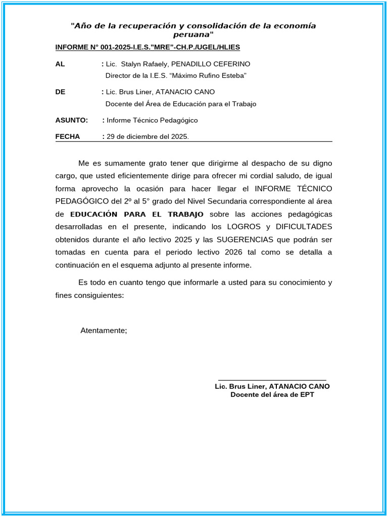 INF.TECNICO PEDAGOGICO -Arte_Brus Atanacio | PDF | Evaluación | Aprendizaje