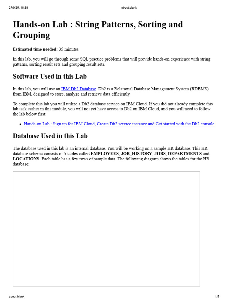 String Patterns, Sorting and Grouping | PDF | Ibm Db2 | Databases