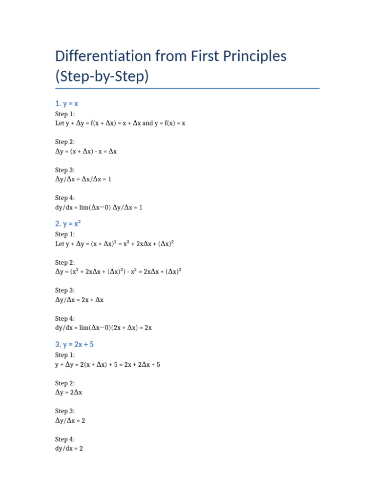 Step-by-Step Differentiation Guide | PDF