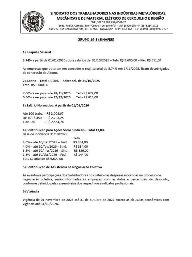 Circular 2025-2026 Sinafer Grupo 19-3 | PDF