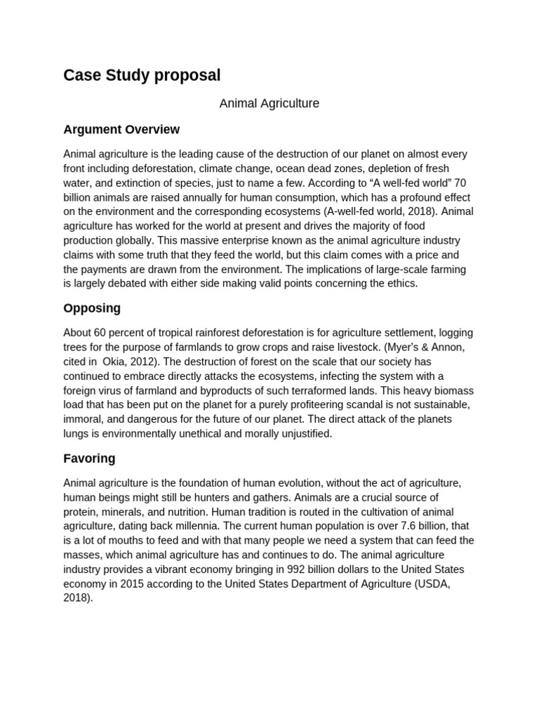 Case Study Proposal | PDF | Agriculture | Deforestation