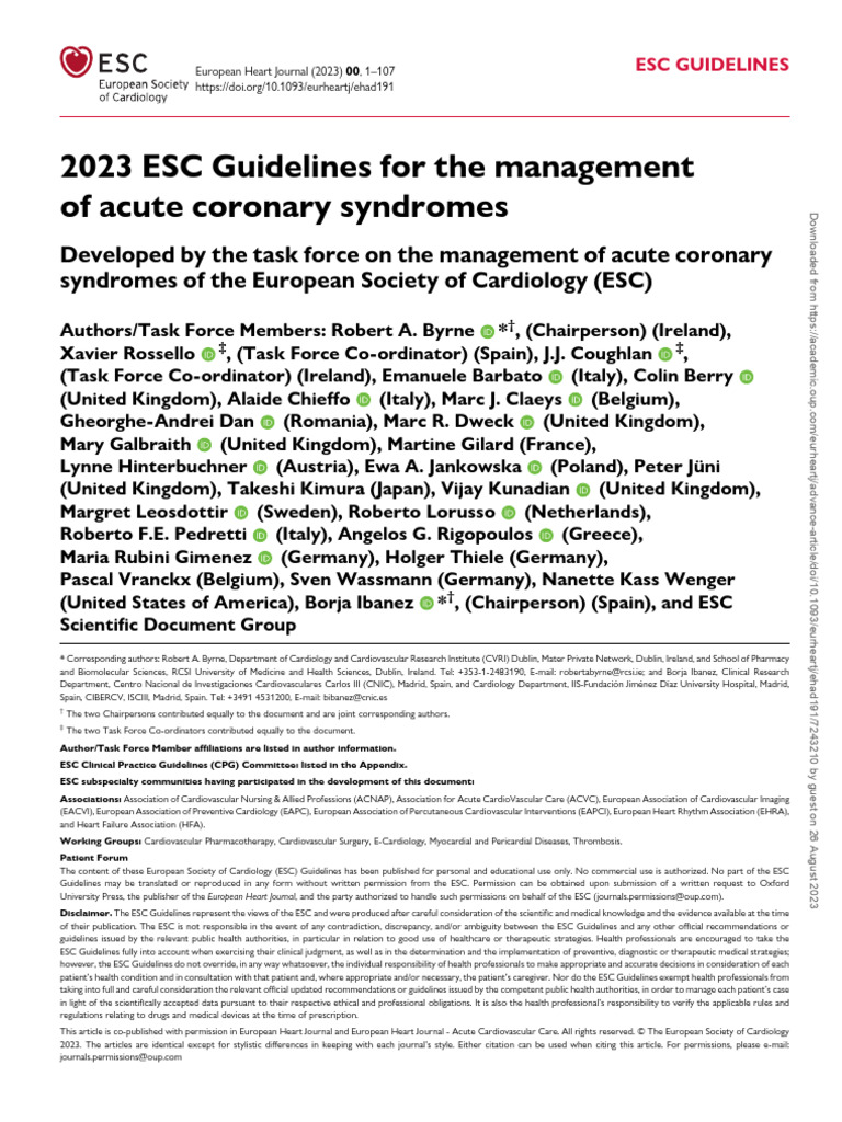 SCA guidelines European society of cardiology | PDF | Myocardial ...