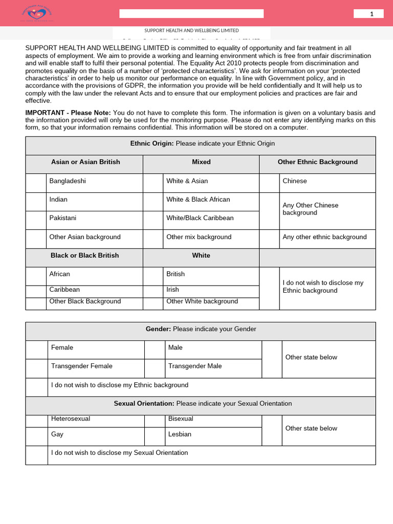 Equal Opportunity Monitoring | PDF | Sexual Orientation | Equal Opportunity