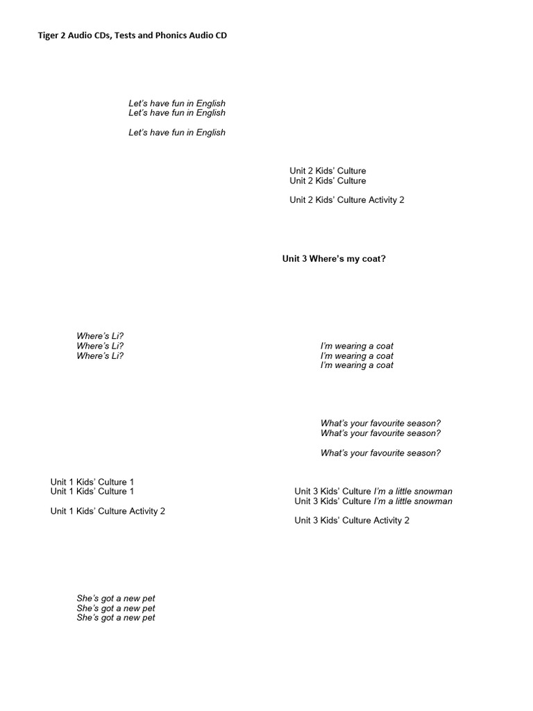 Tiger 2 Audio CDs for English Learning | PDF | Compact Disc