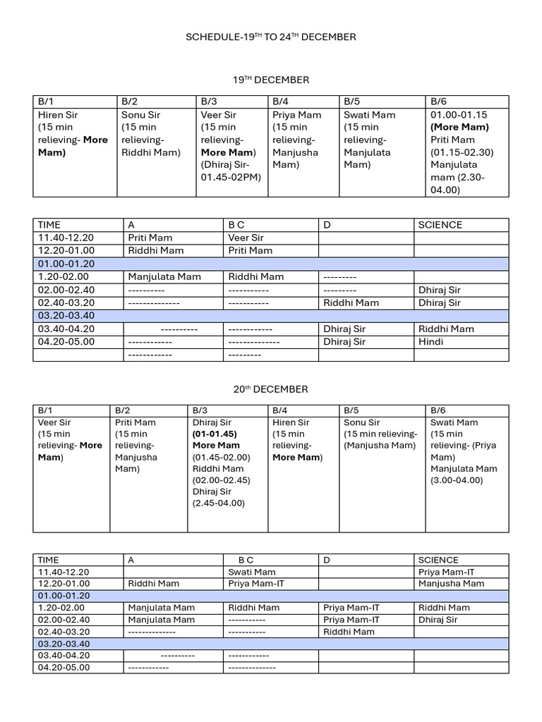 Schedule Exam | PDF