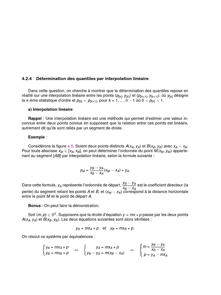 Interpolation linéaire des quantiles | PDF | Analyse mathématique ...