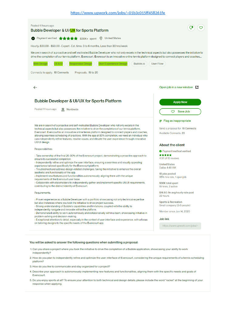 UX/UI Developer Proposal for Evencourt | PDF