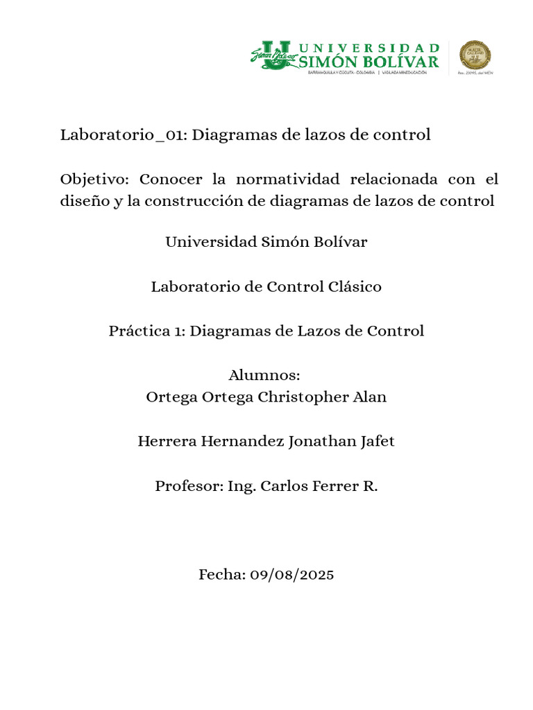 Laboratorio_01 Diagramas de Lazos de Control (1) | PDF