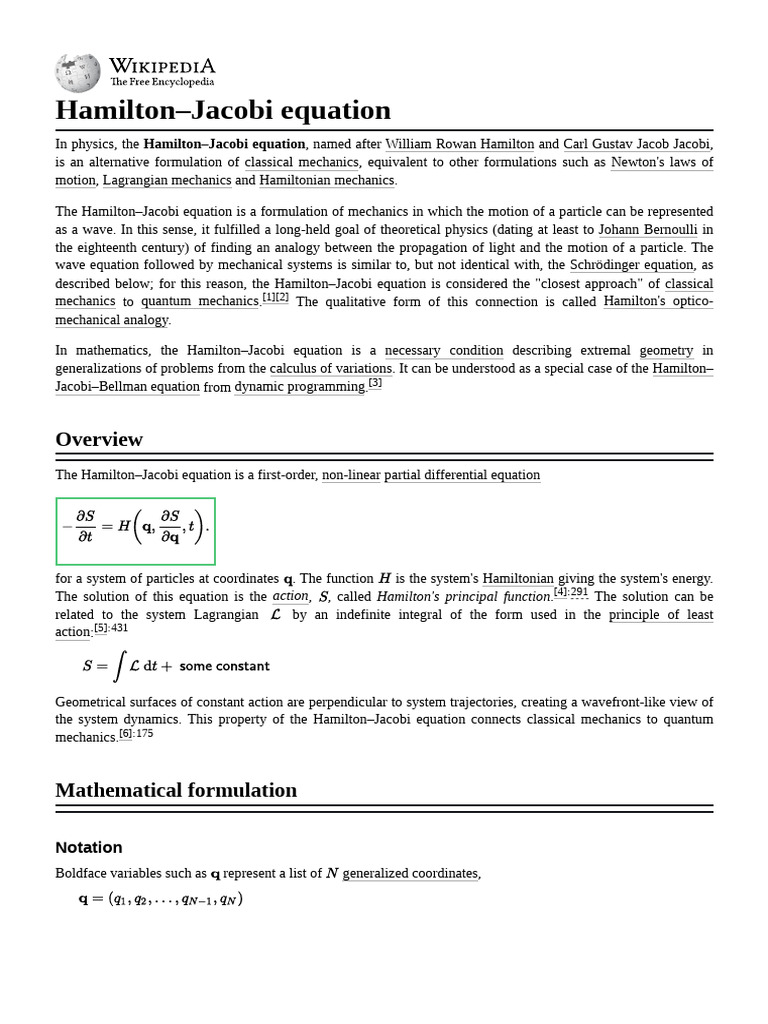 Hamilton–Jacobi Equation (1) | PDF | Hamiltonian Mechanics | Lagrangian ...