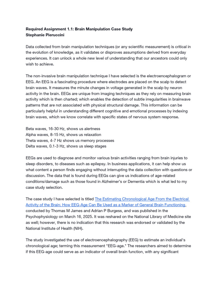 Pieruccini Neuro Assignment1.1 | PDF | Electroencephalography | Brain
