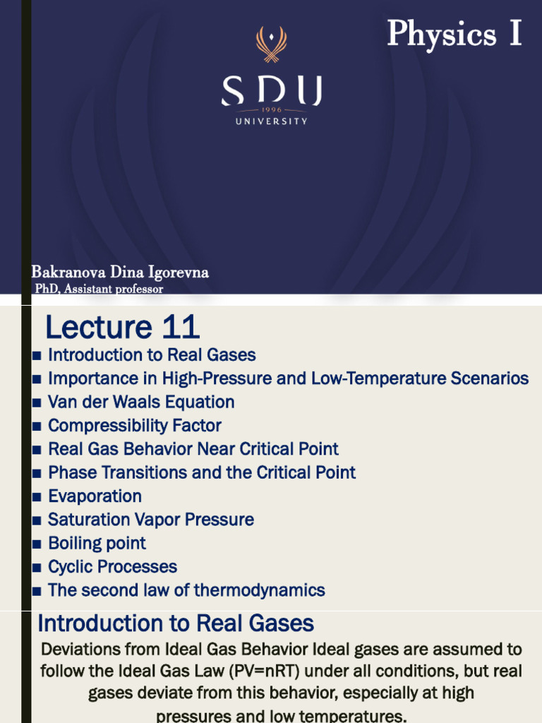 11 Lecture 1 | PDF | Gases | Phase (Matter)