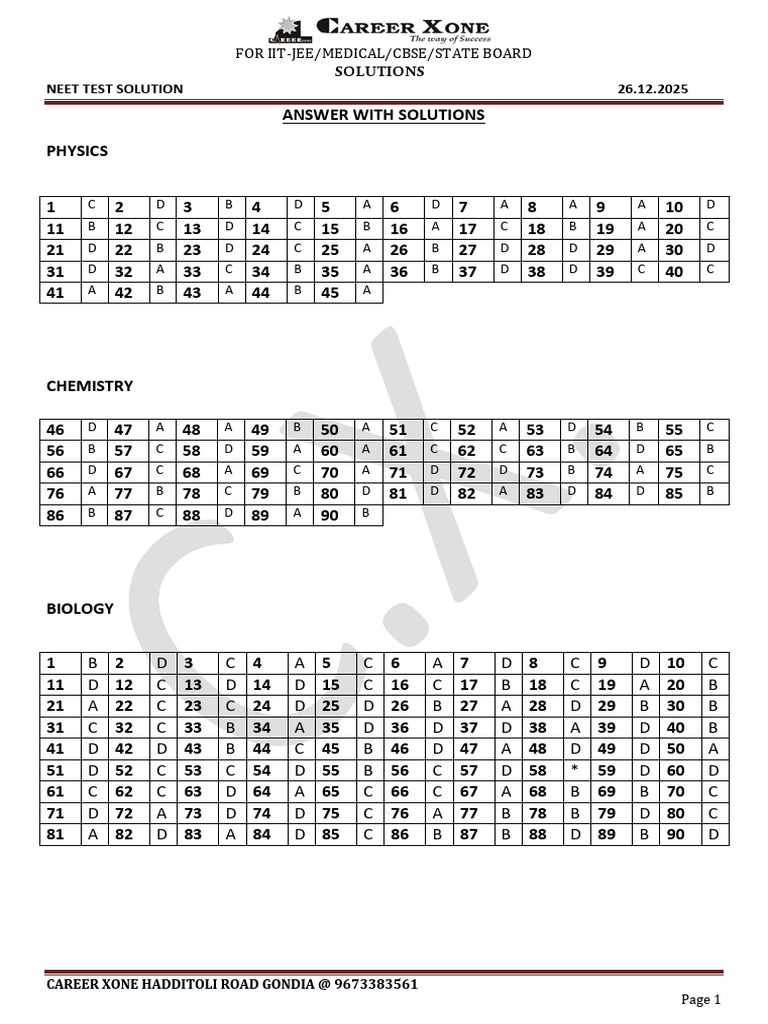 12 TH Neet (FST) Test Solution - 26.12.2025 | PDF | Medical Education ...