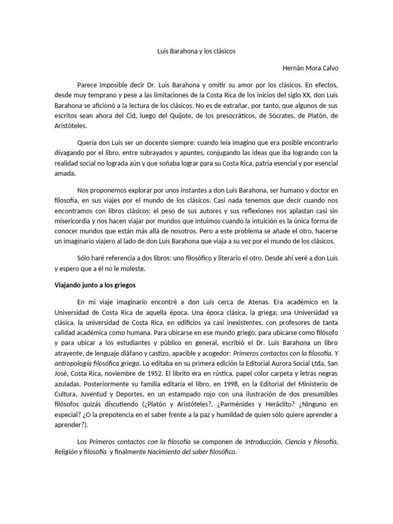 Luis Barahona y Los Clásicos | PDF | Verdad | Platón