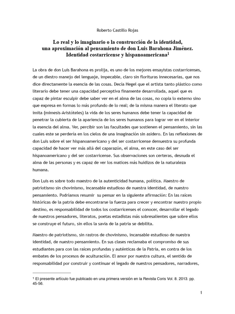 Identidad costarricense en Barahona Jiménez | PDF | Georg Wilhelm ...
