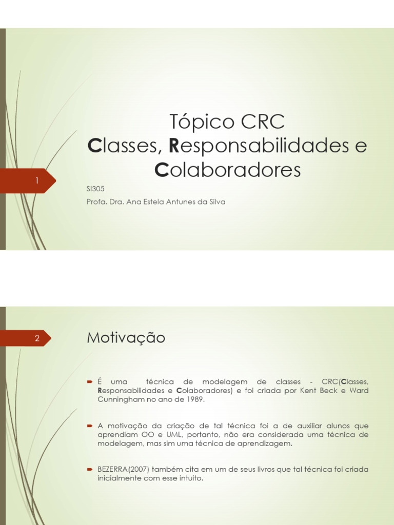 Técnica CRC em Modelagem de Classes | PDF | Linguagem de modelagem ...