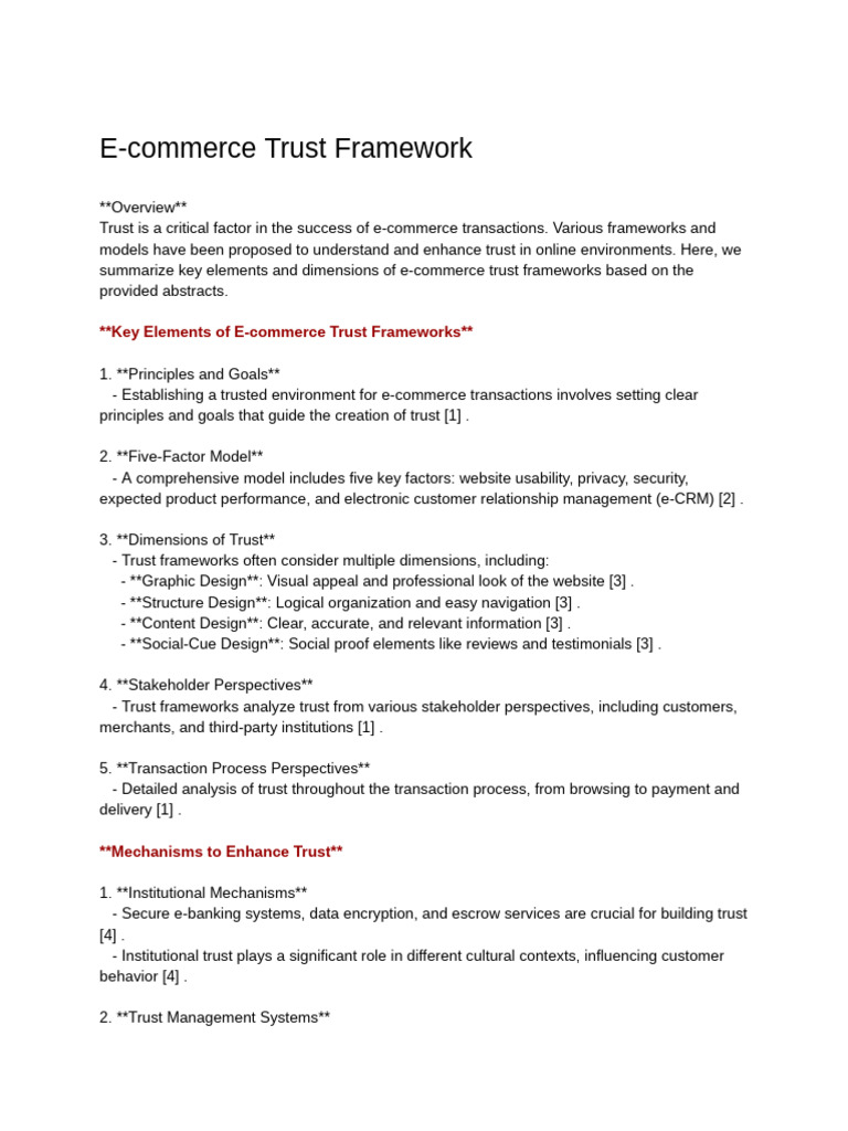 E-commerce Trust Framework Overview | PDF | E Commerce | Privacy