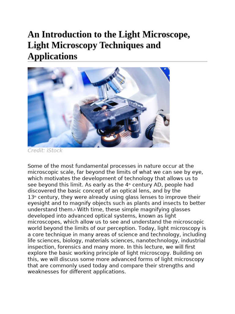 Light Microscopy Techniques Overview | PDF | Microscopy | Microscope