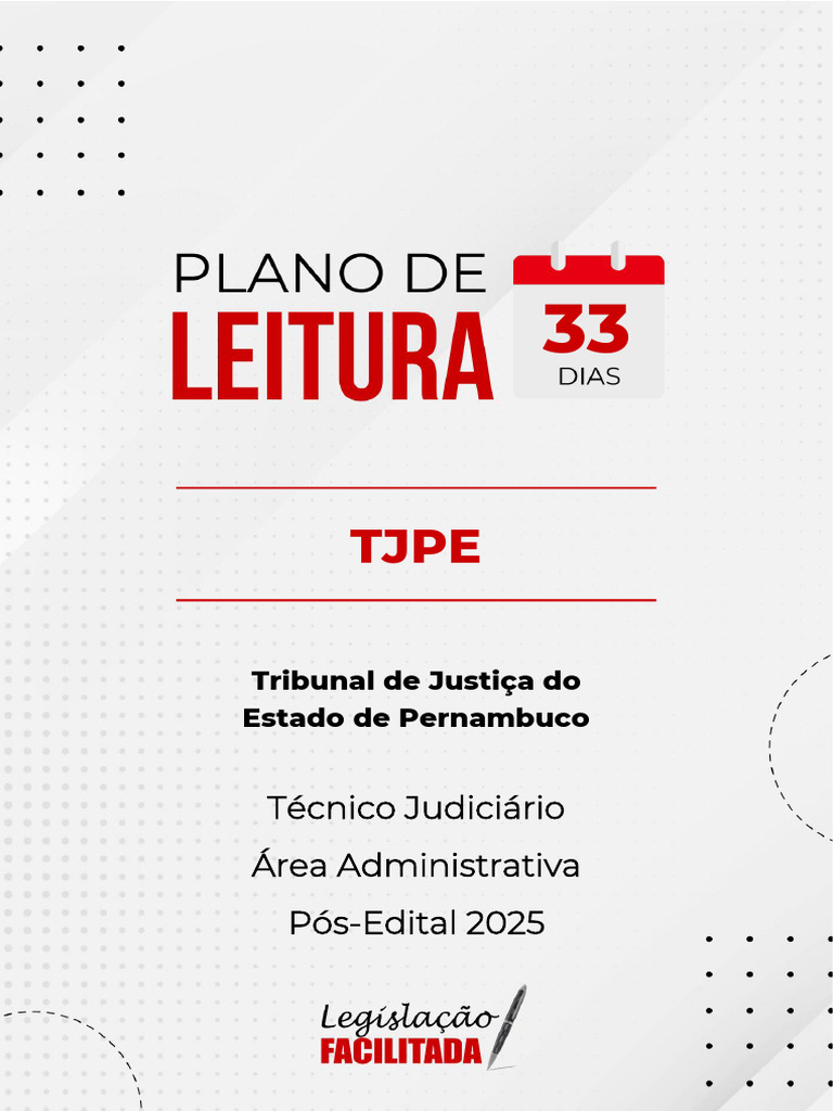 Plano de Leitura TJPE Tecnico Judiciario Area Administrativa Pos Edital ...
