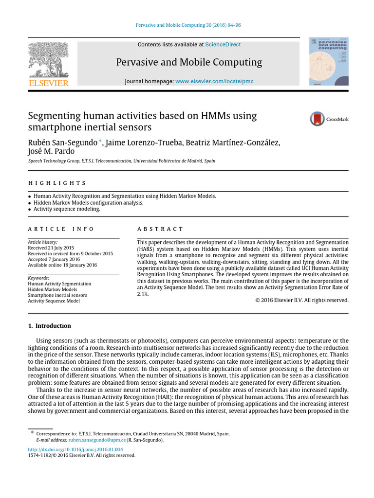 2016 - Segmenting human activities based on HMMs using | PDF | Speech ...