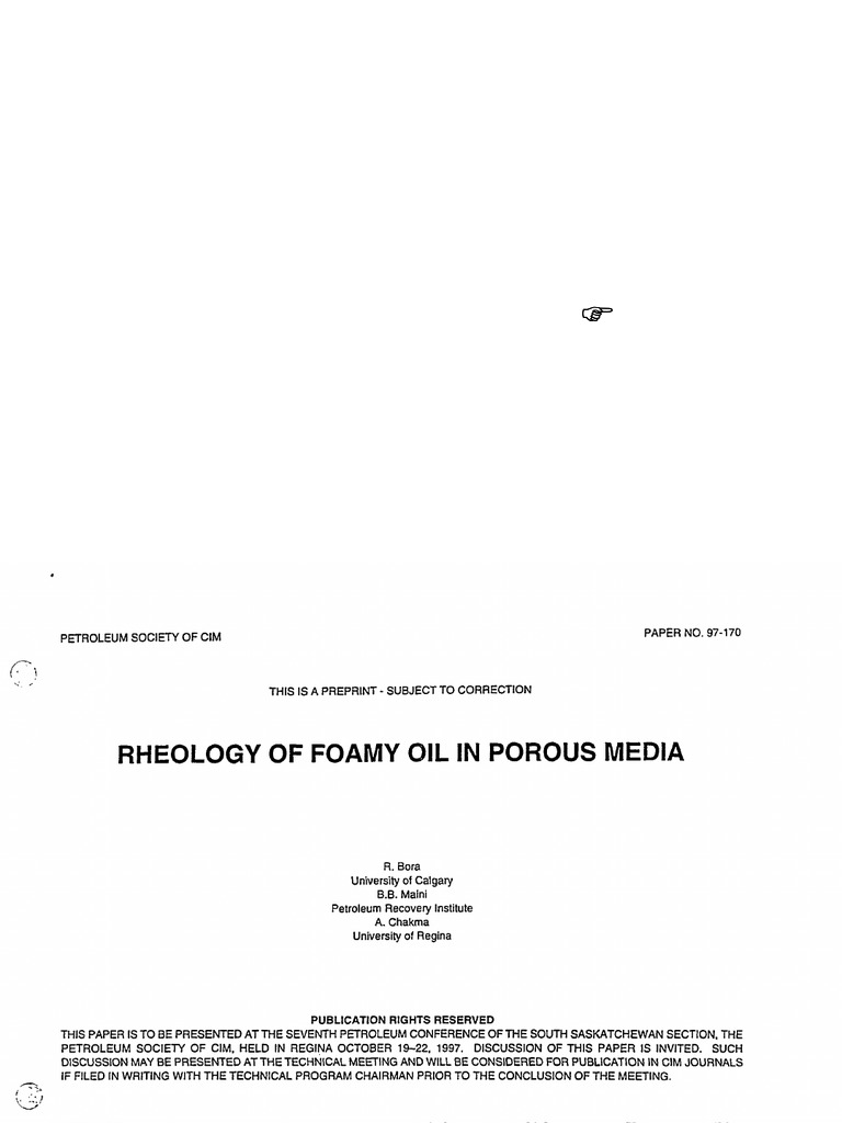Maini Et Al.-rheology of Foamy Oil in Porous Media | PDF | Rheology ...