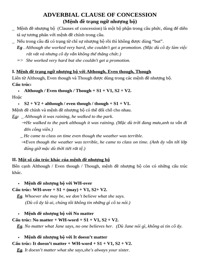 Adverbial Clause of Concession | PDF