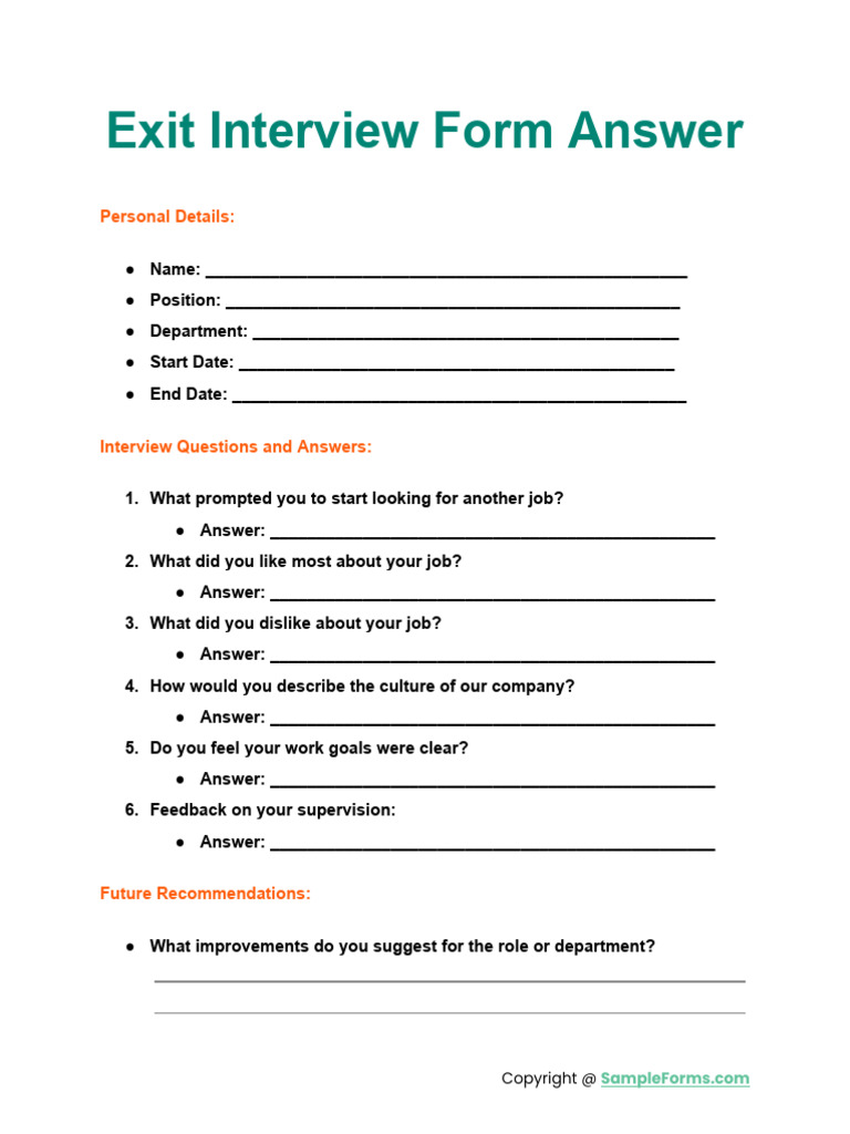 Exit Interview Form Answer | PDF