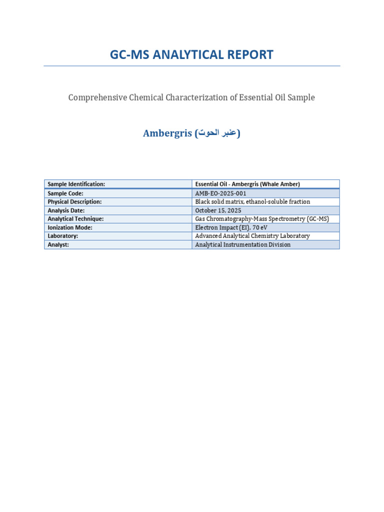 GC-MS Analysis of Ambergris Essential Oil | PDF | Gas Chromatography ...