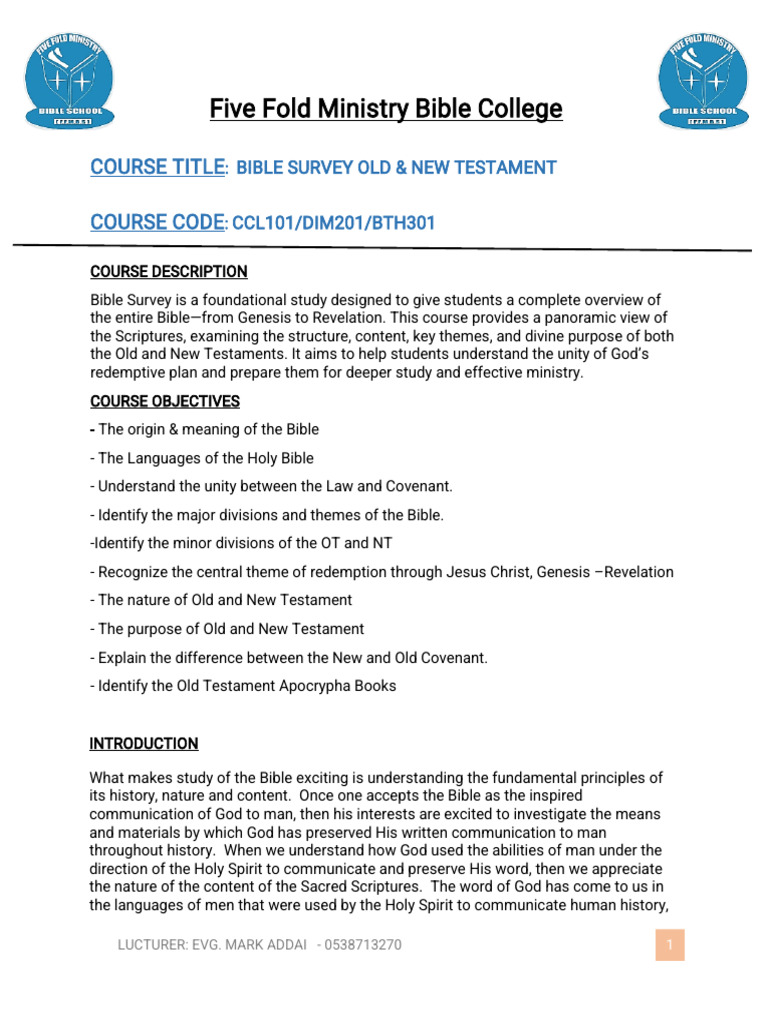 Bible Survey for Special Class | PDF