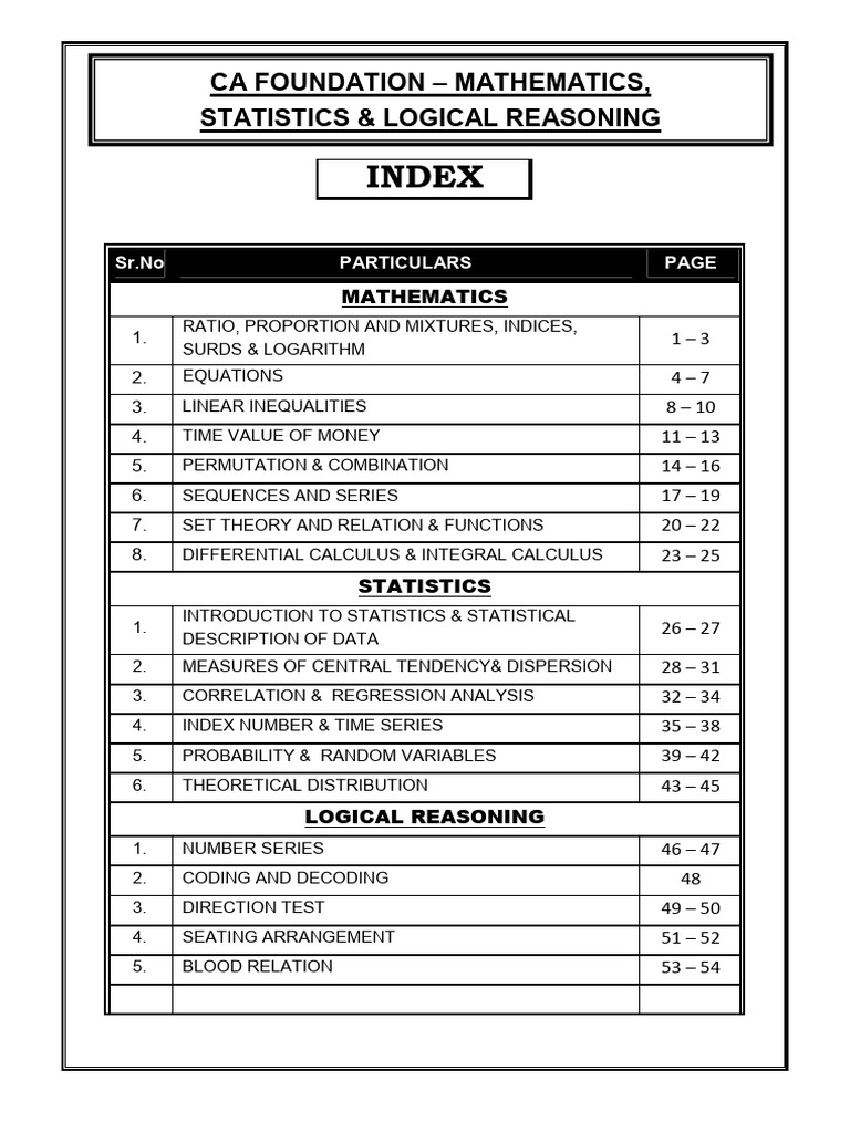 CA Foundation Math & Logic Guide | PDF | Statistics | Logarithm