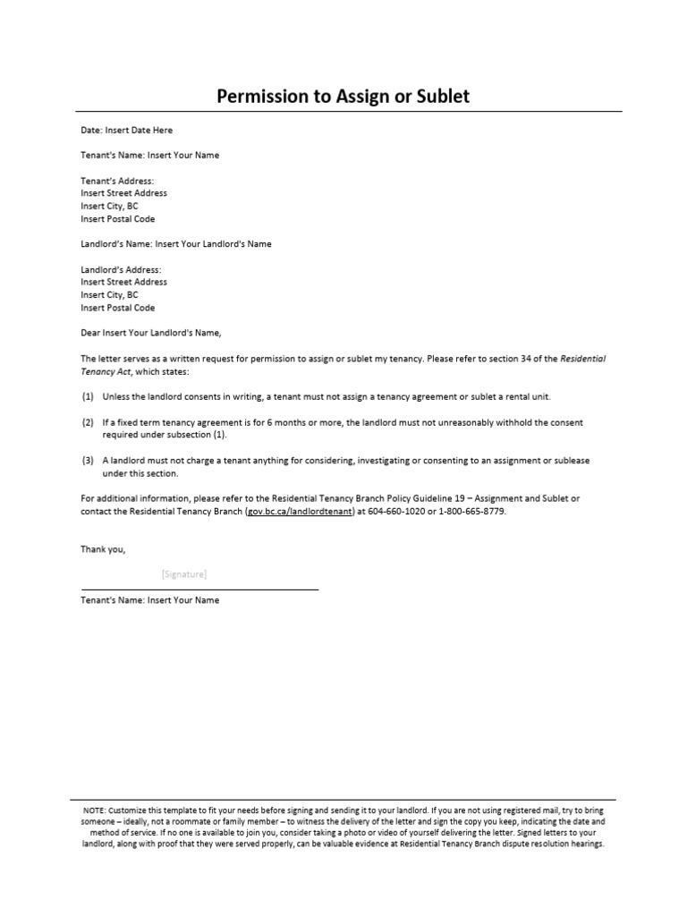 Permission to Assign or Sublet.docx (1) | PDF