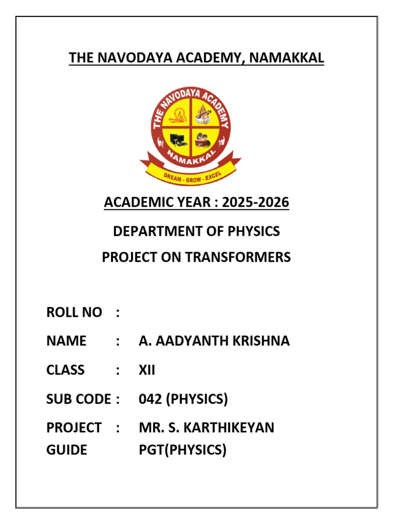 Transformers Project Overview 2025-2026 | PDF | Transformer | Inductor