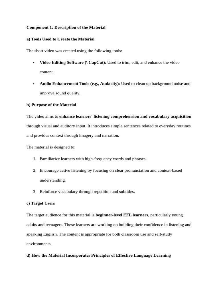 Component 1 | PDF | Learning | Language Acquisition