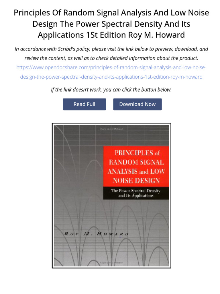 Principles of Random Signal Analysis and Low Noise Design The Power ...
