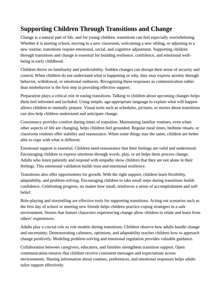 Supporting Children in Life Transitions | PDF | Psychological ...
