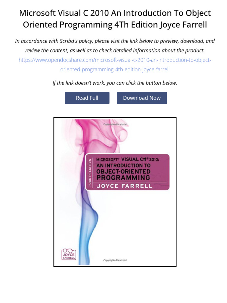 Microsoft Visual C 2010 An Introduction to Object Oriented Programming ...