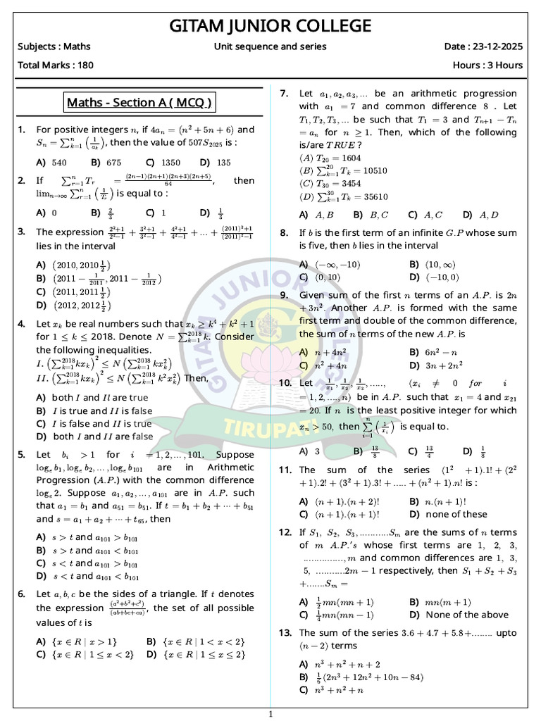 Unit-6 Sequences and Series | PDF | Sequence | Number Theory