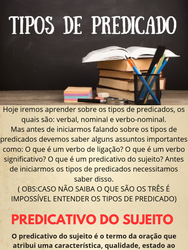 Hoje Iremos Aprender Sobre Os Tipos de Predicados Os Quais São Verbal ...